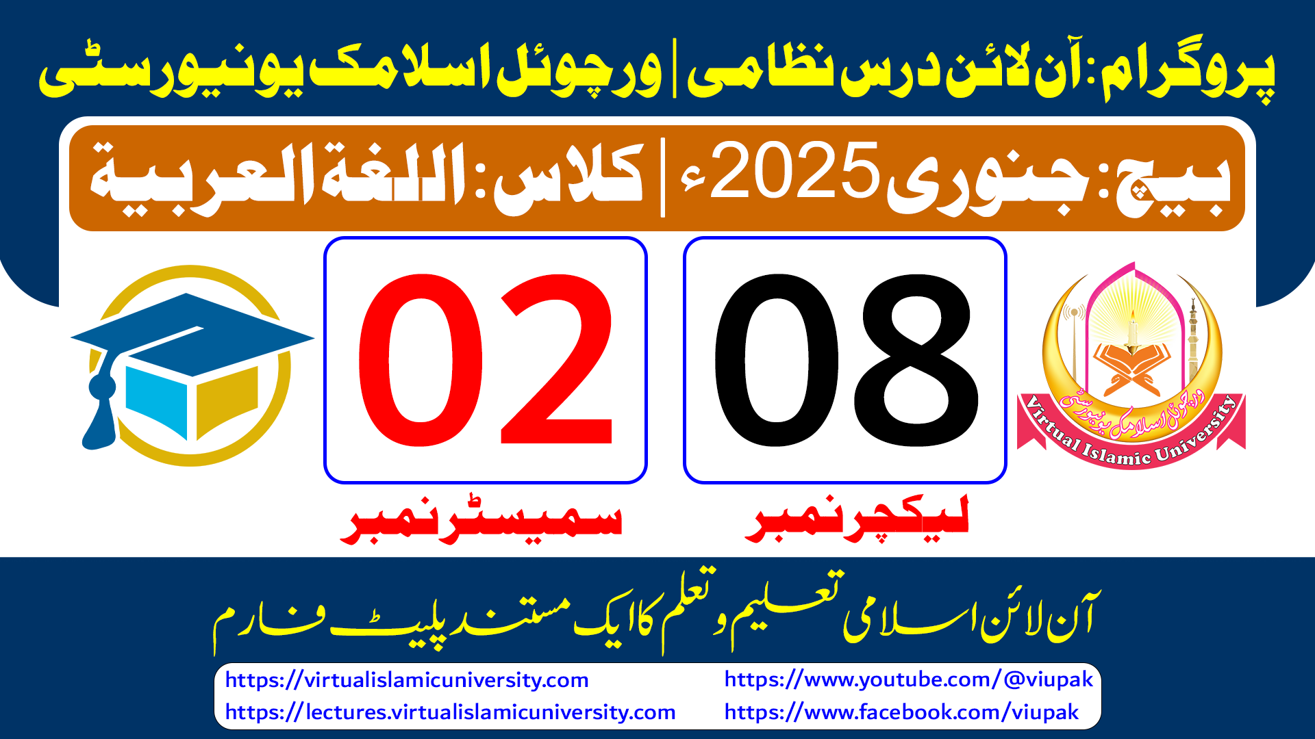 Lec: 08 | S: 02 | Al Lughat ul Arabia | Batch Jan 2025 - Virtual Islamic University lectures videos